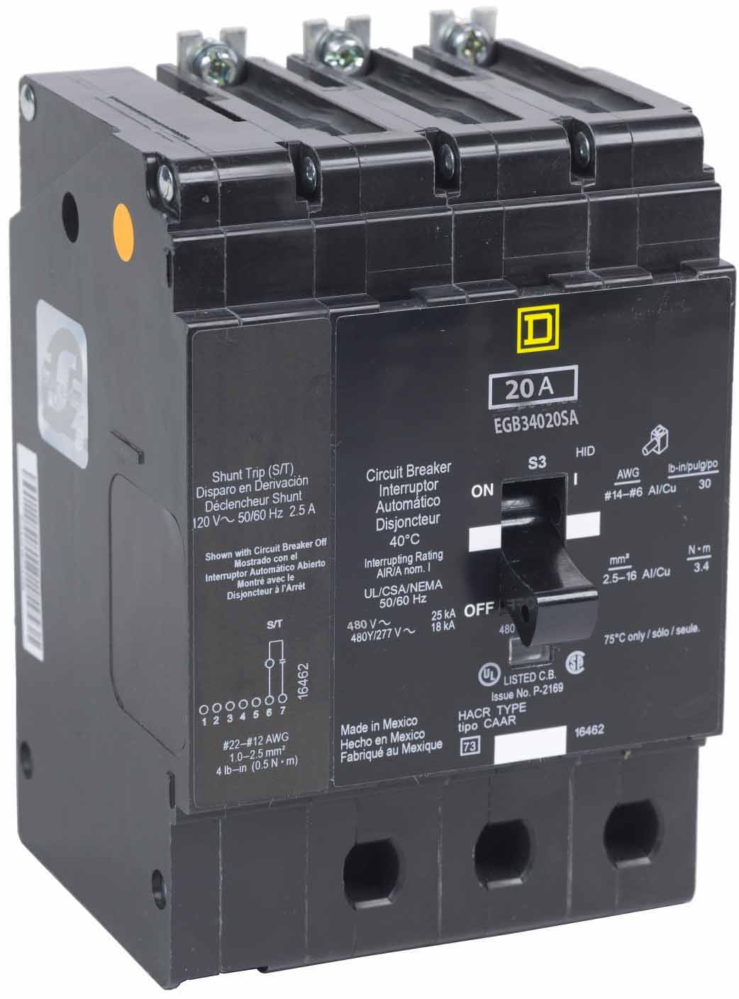EGB36020SA - Square D - Molded Case Circuit Breakers – SimplyBreakers.com