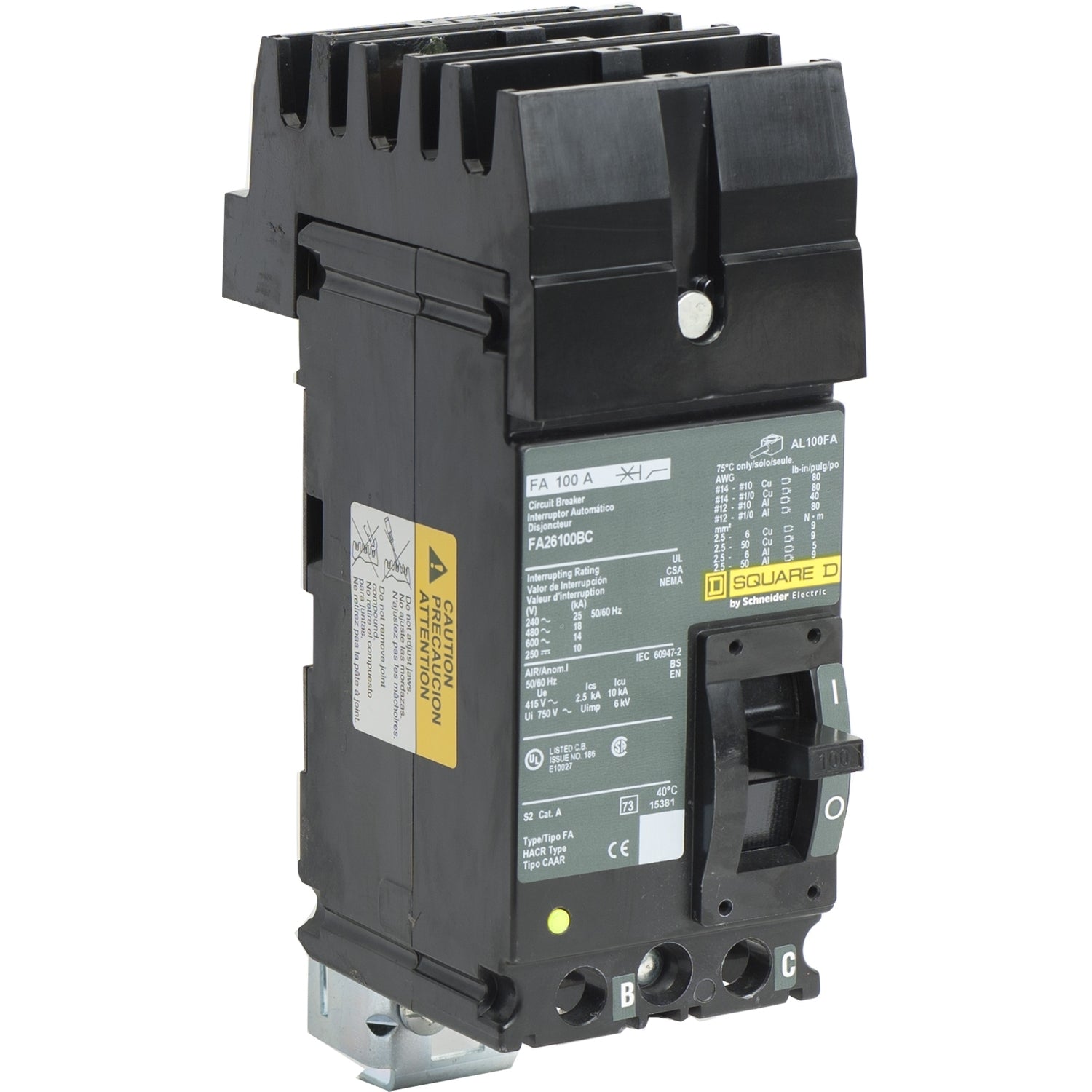 FA26100BC - Square D - 100 Amp Molded Case Circuit Breaker ...