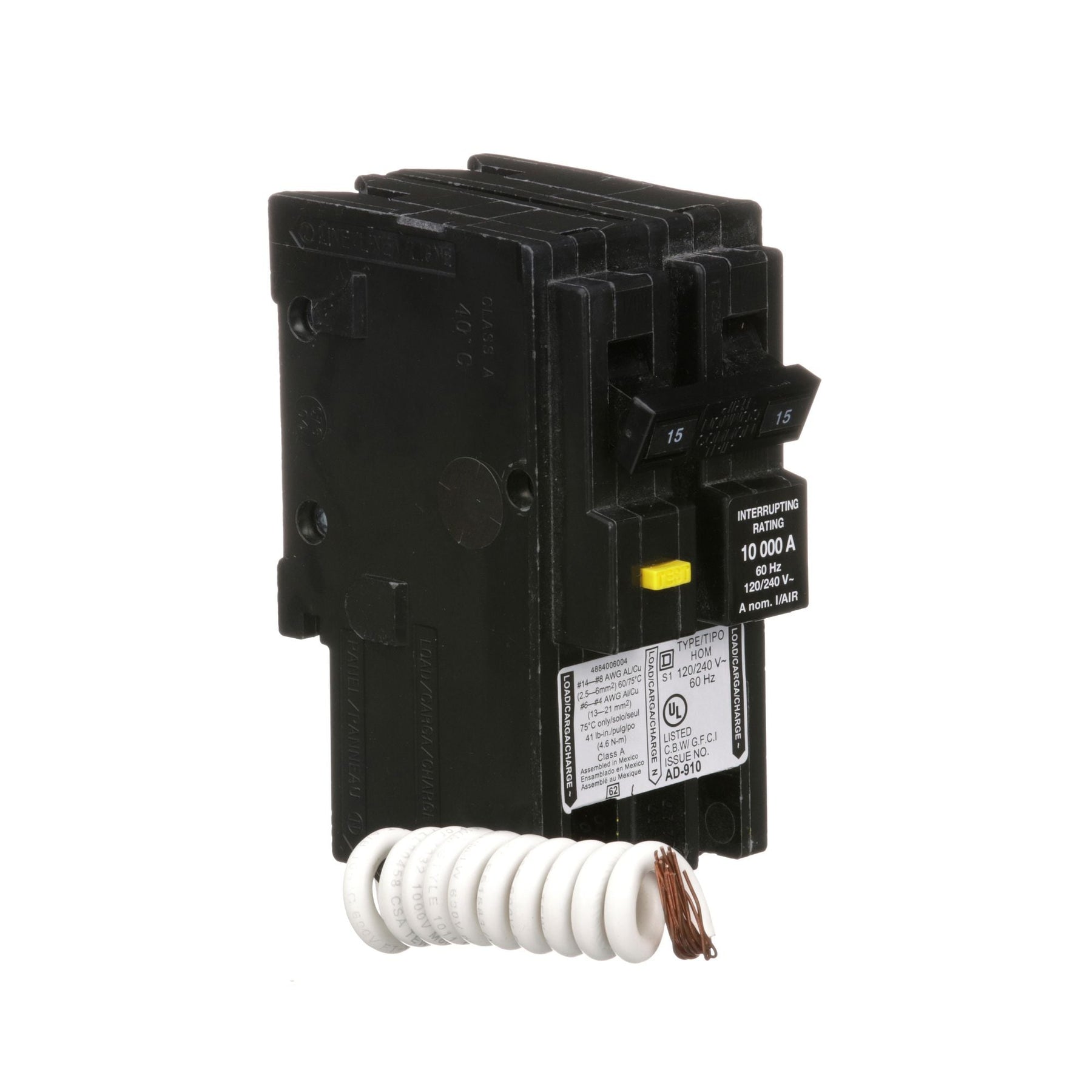 2-pole AFCI Square D Homeline 15-amp 2-Pole Combination Circuit Breaker ...