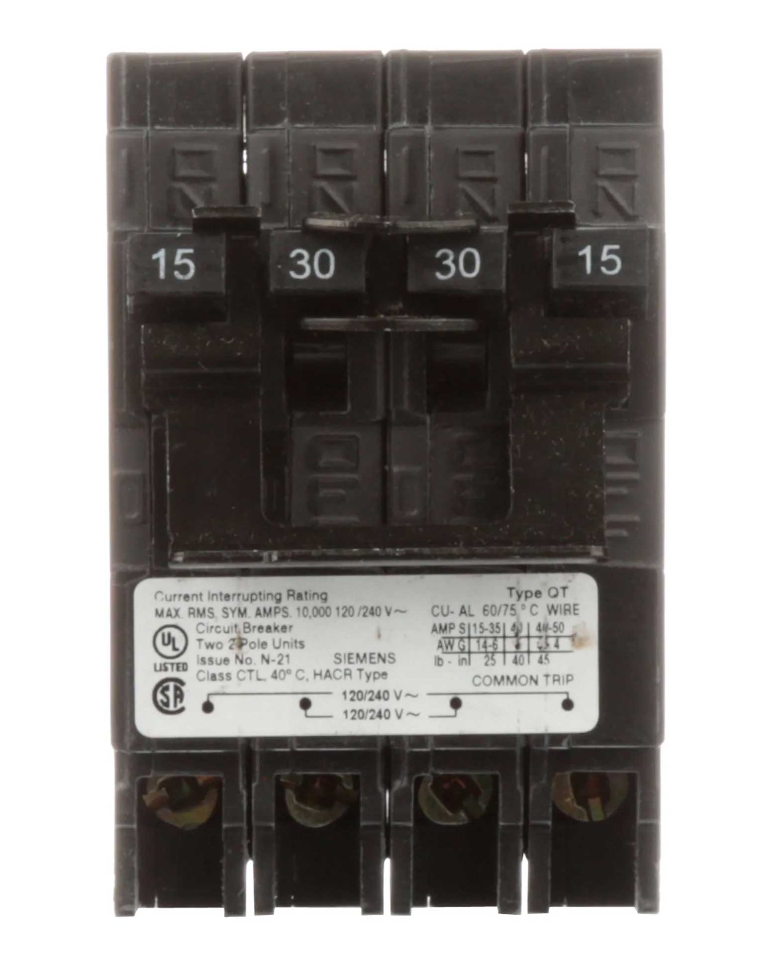 Q21530CT2 - Siemens - 30 Amp Molded Case Circuit Breaker ...