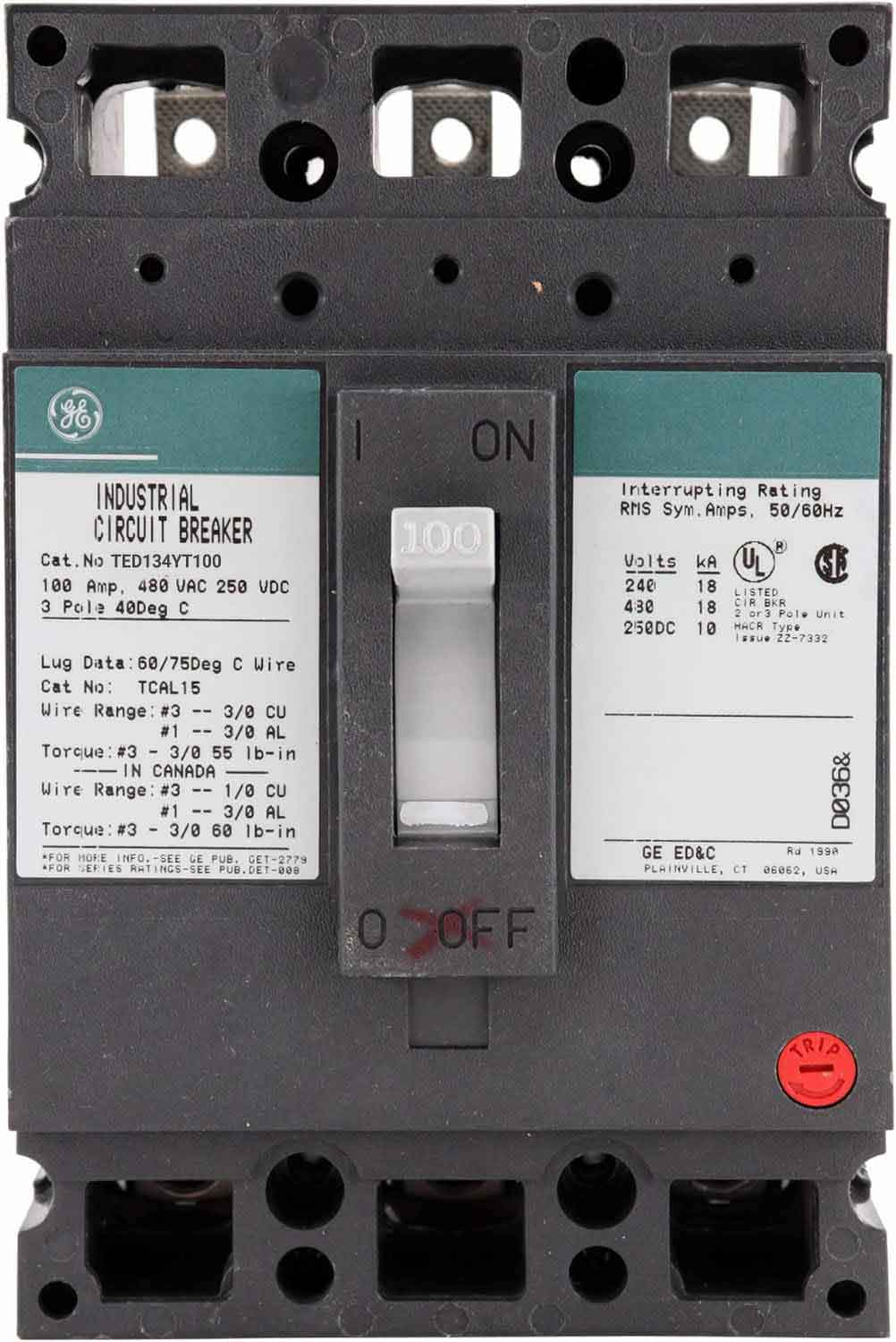 TED134YT100 - General Electrics - Molded Case Circuit Breakers ...