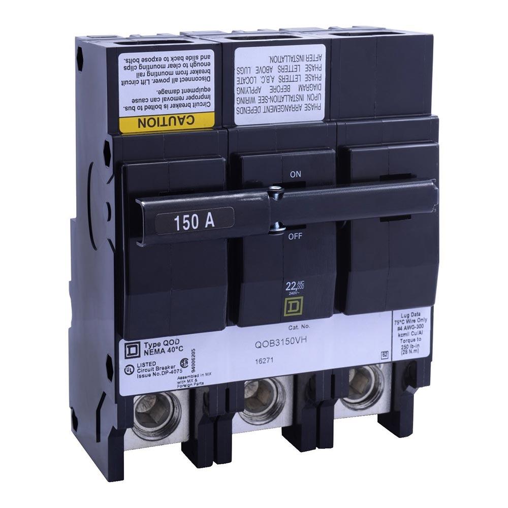 QOB3150VH - Square D - 150 Amp 22kA Circuit Breaker – SimplyBreakers.com